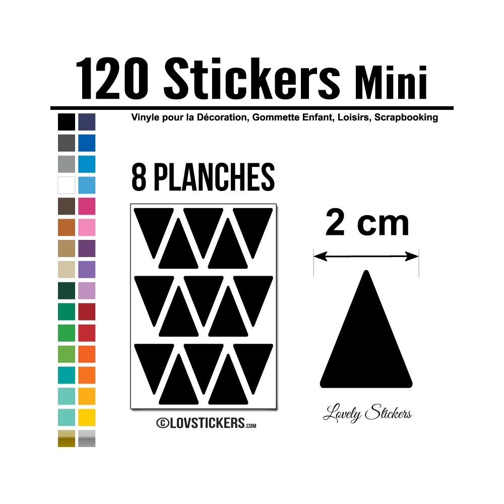 120 Triangles 2 cm - Modèle No2 - Gommette Triangle Deco... Couleur ...